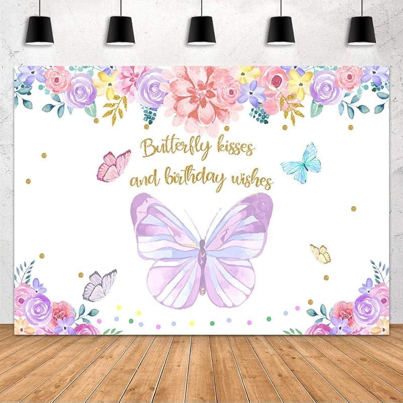 Butterfly Birthday Backdrop for Girls Butterfly Party Decoration Purple ...