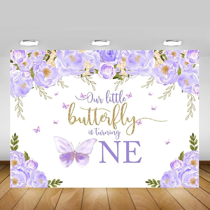 Butterfly Birthday Backdrop for Girl Our Little Butterfly is Turning ...