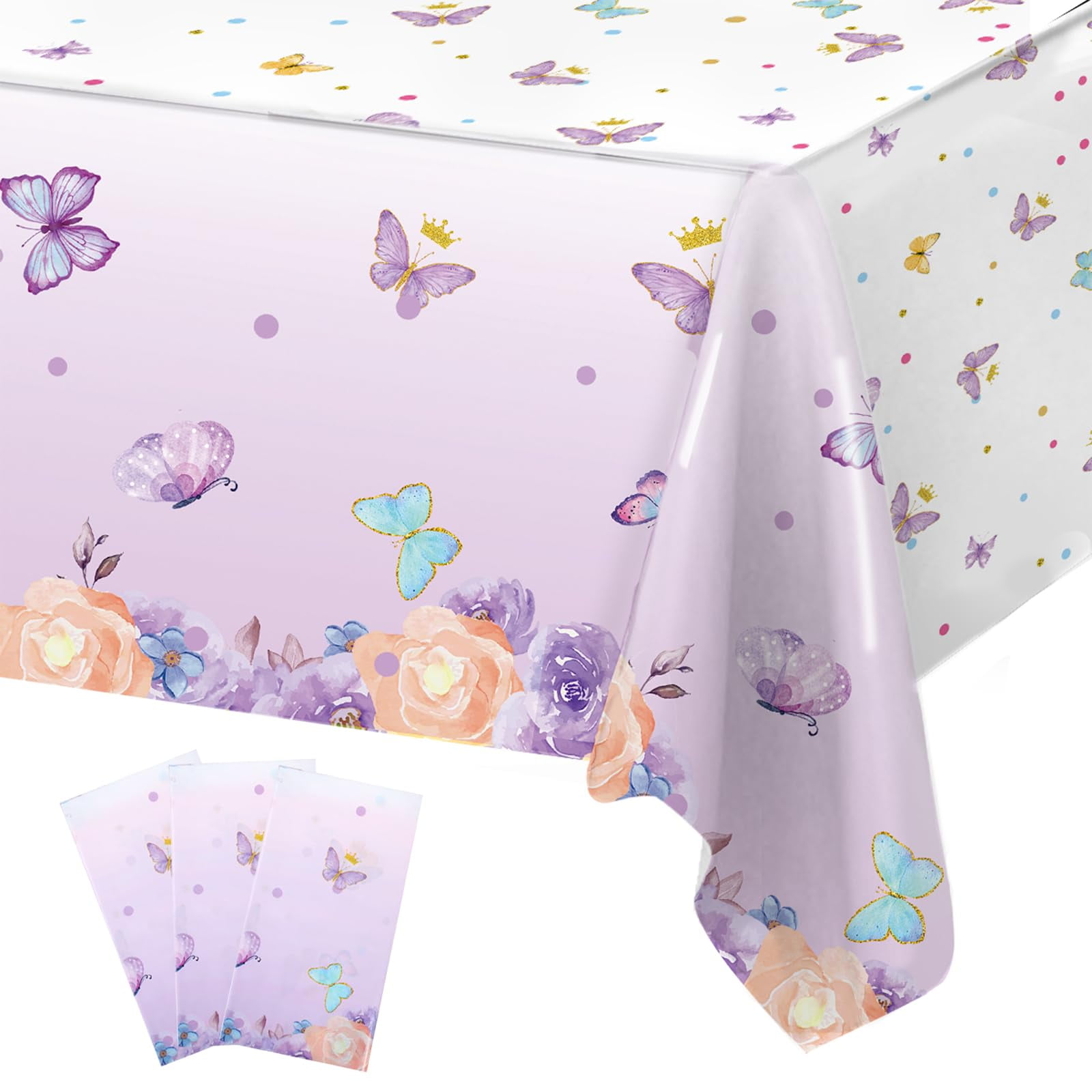Butterfly Birthday Decorations Disposable Tablecloths - 3 Pcs Purple ...