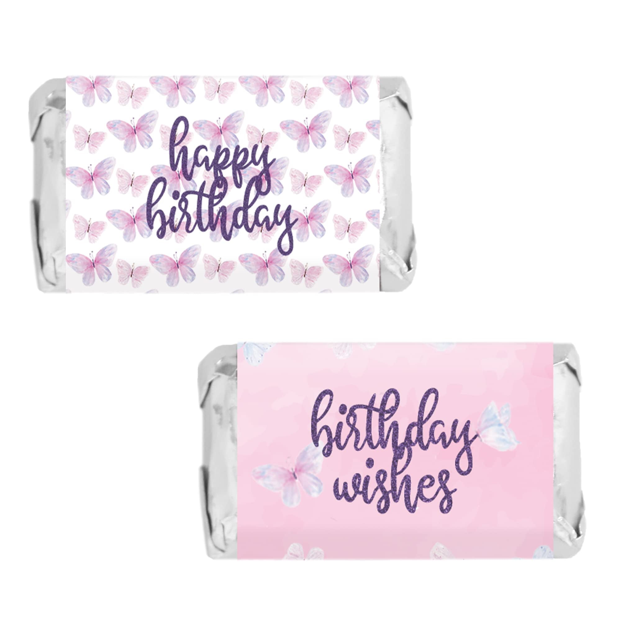 Butterfly Birthday Mini Chocolate Candy Bar Wrapper Labels, Party Favor ...