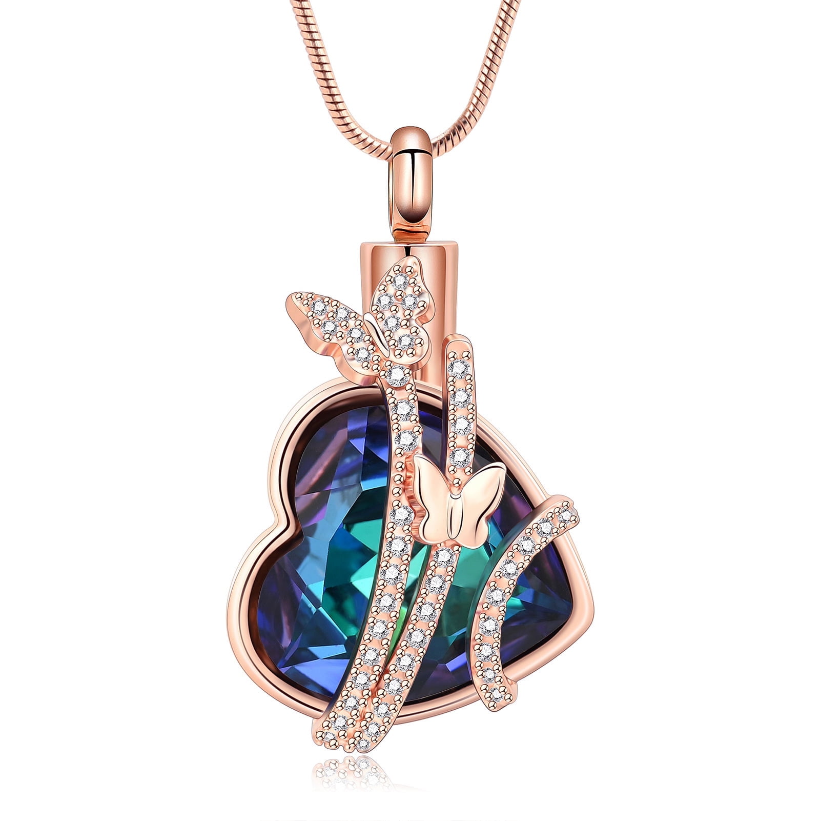 Butterfly Urn Necklace for Women Heart with Birthstone Butterfly Heart ...