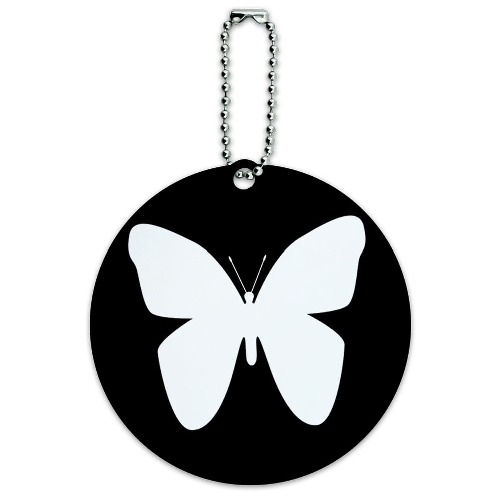 Butterfly Black Round Luggage ID Tag Card for Suitcase or Carry-On ...