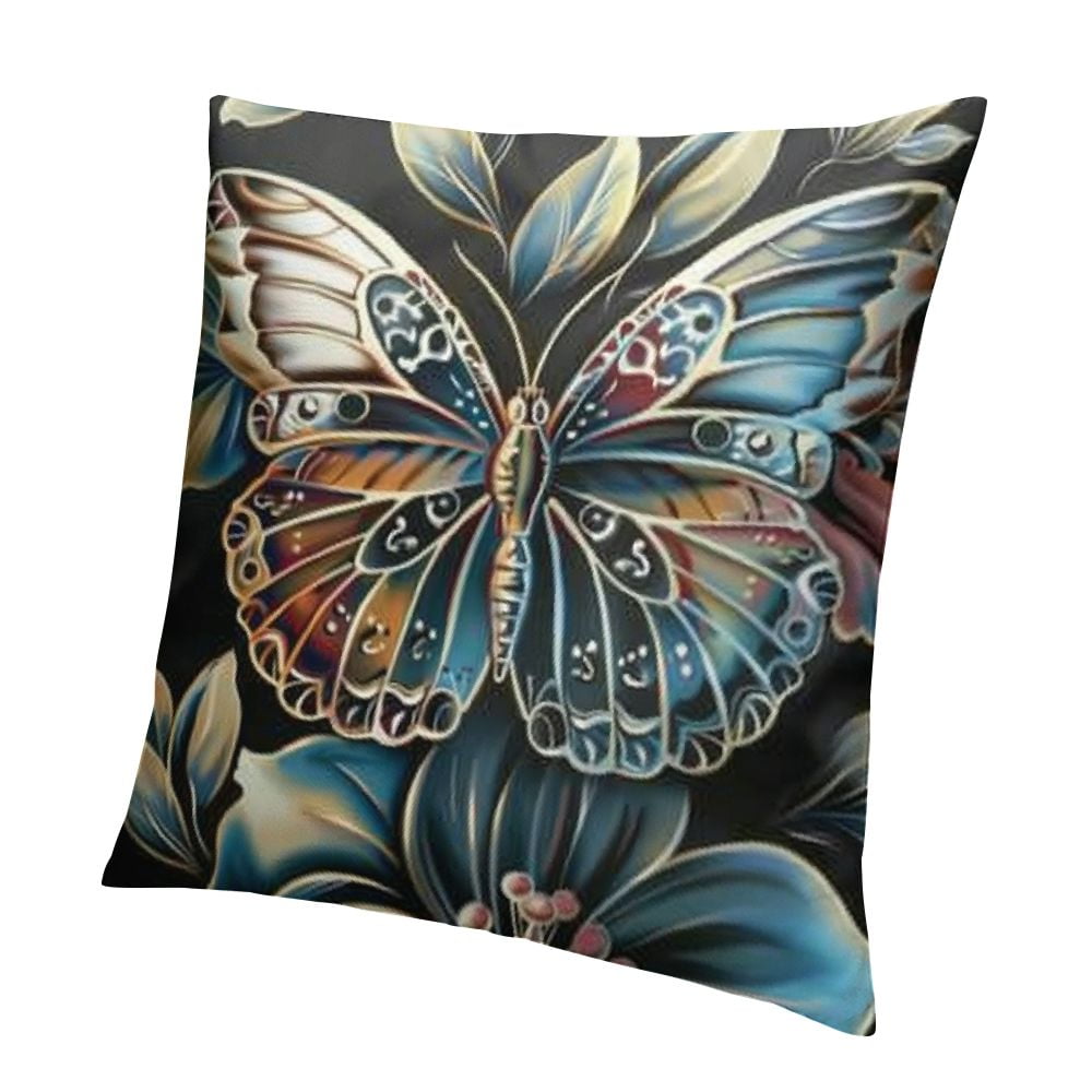 Butterfly Black Throw Pillow Covers Thanksgiving Cushion Case, Gift for ...
