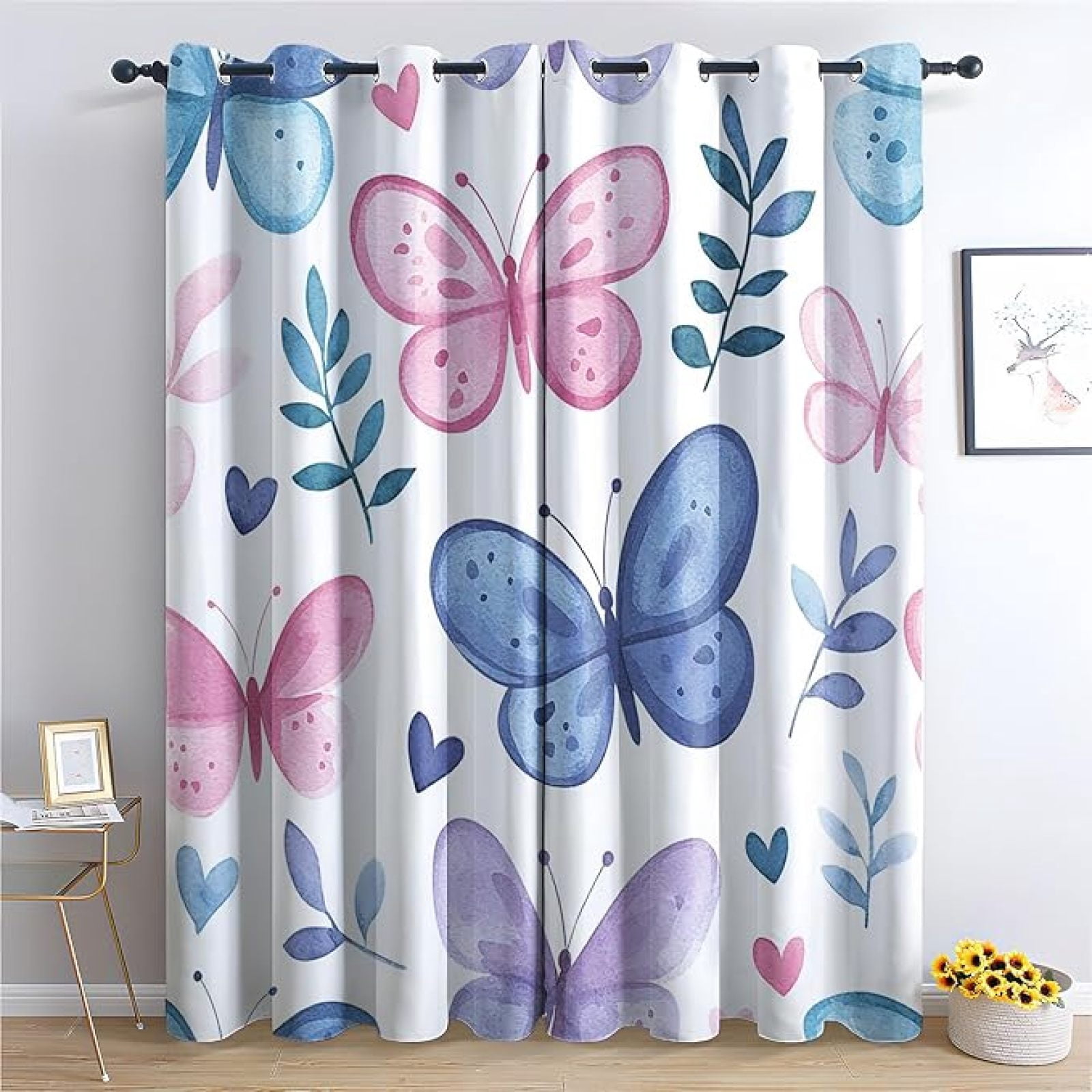 Butterfly Blackout Curtains For Living Room Bedroom, Thermal Insulated ...