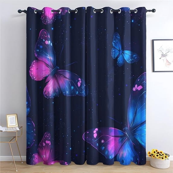 Butterfly Blackout Curtains For Living Room Bedroom, Thermal Insulated ...