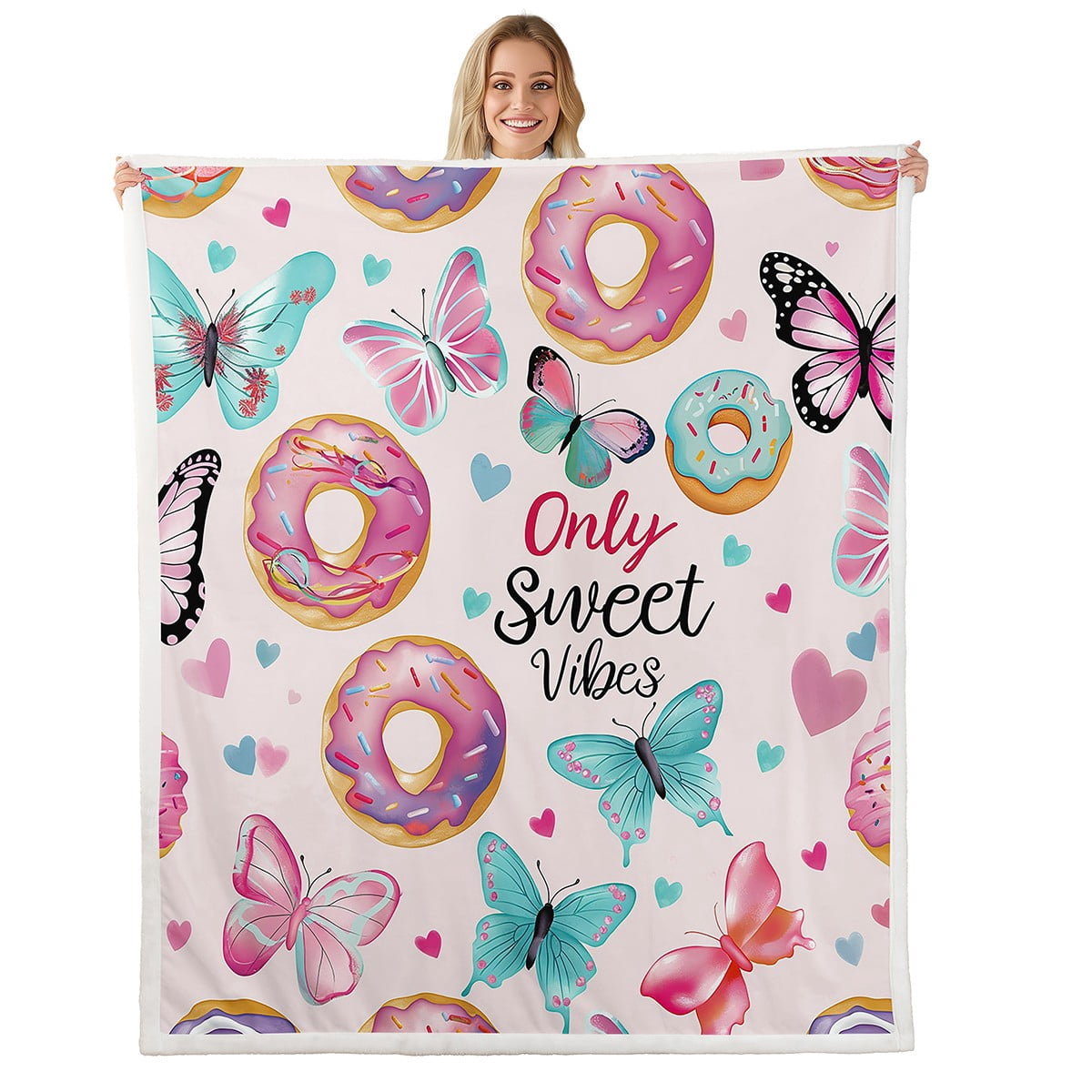 Butterfly Blanket Cute Animal Butterfly Throw Blanket Doughnut Print ...