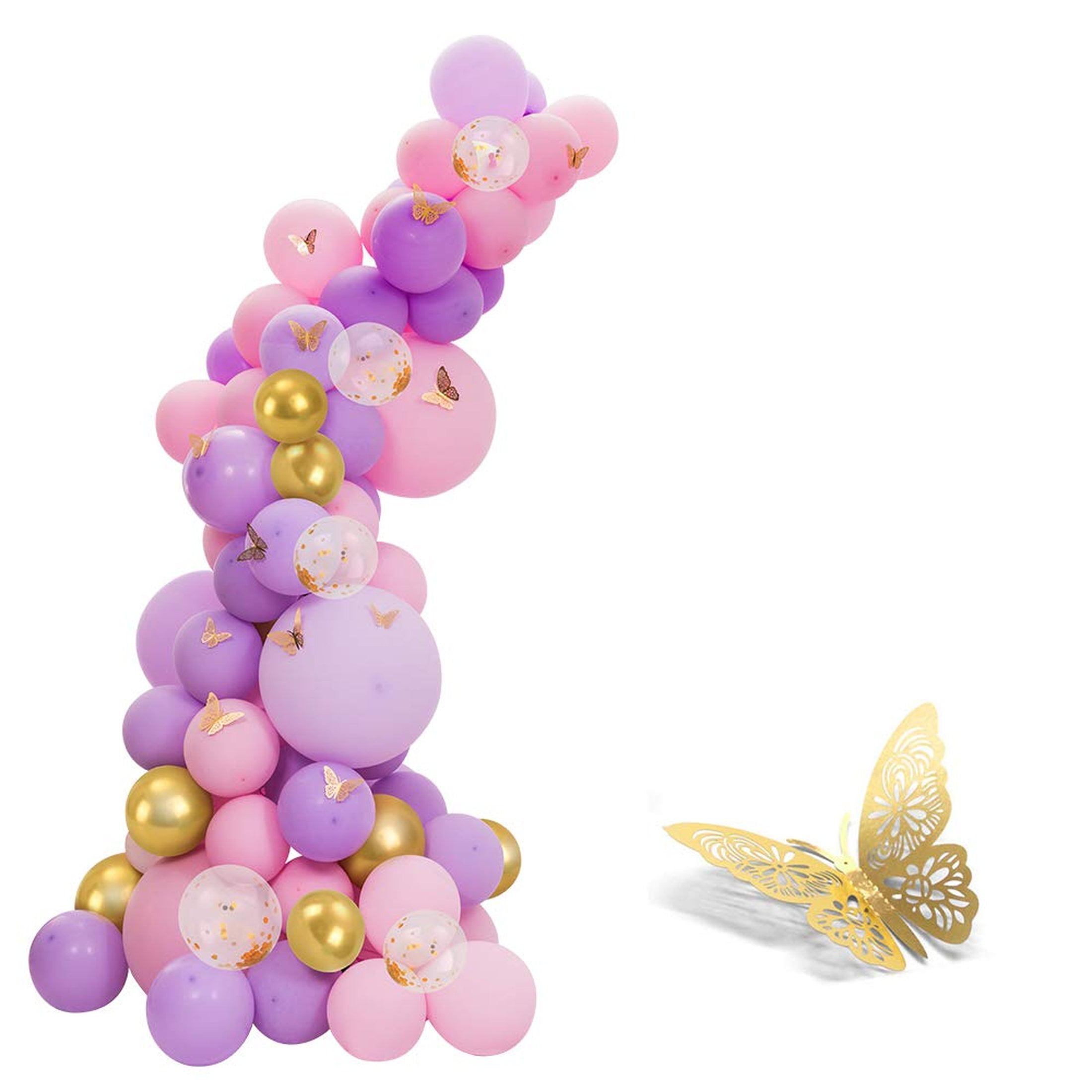 Butterfly Bliss Balloon Garland Kit - 118pcs Pink & Purple Balloons ...