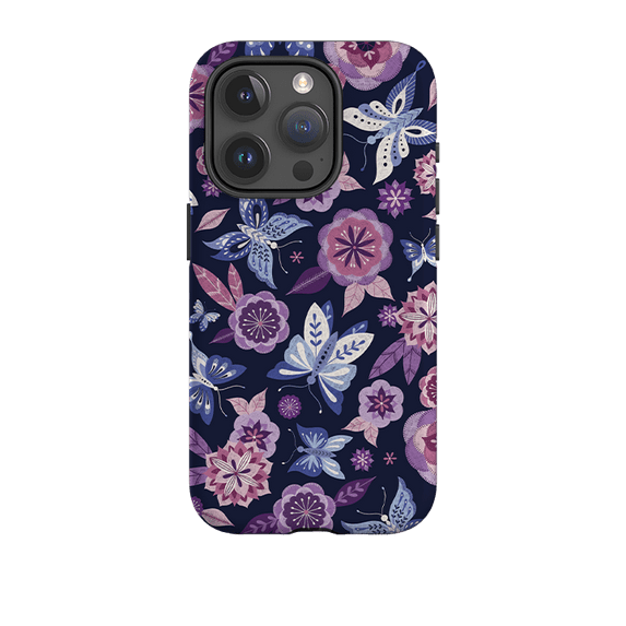 Butterfly Blooms Navy Floral Phone Case for iPhone 16 15 14 13 12 11 Pro Max - Walmart.com