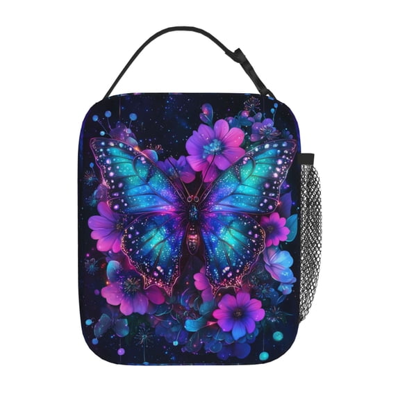 Butterfly Blue Butterflies Galaxies Floral Flowers Lunch Bag Tote Bag ...