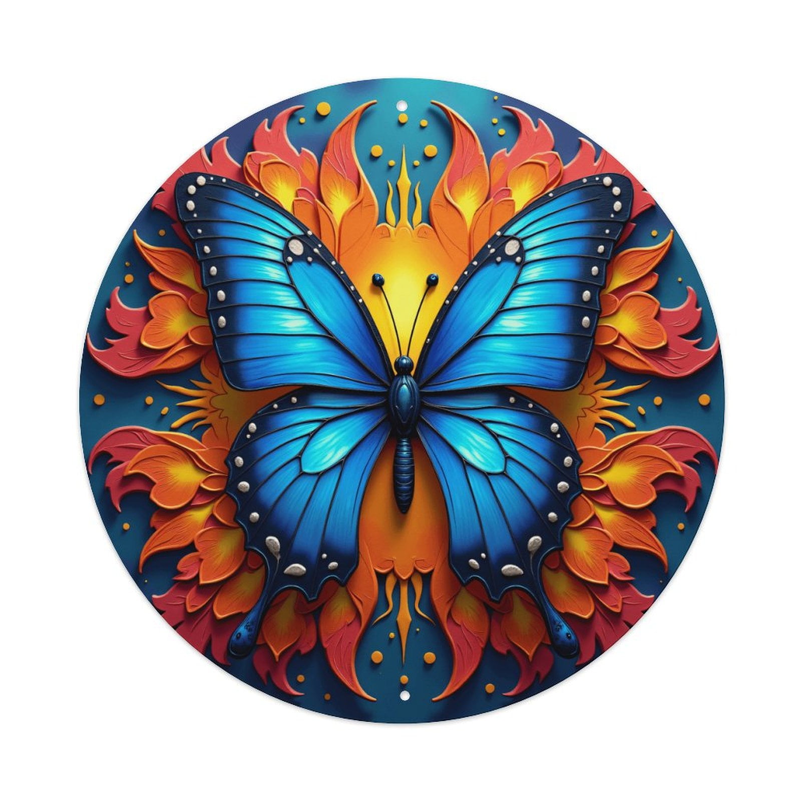 Butterfly Blue Butterfly Art Vintage Round Metal Tin Sign Nostalgic ...