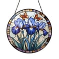 Butterfly Blue Iris Floral Stained Glass Window Decor Suncatcher ...