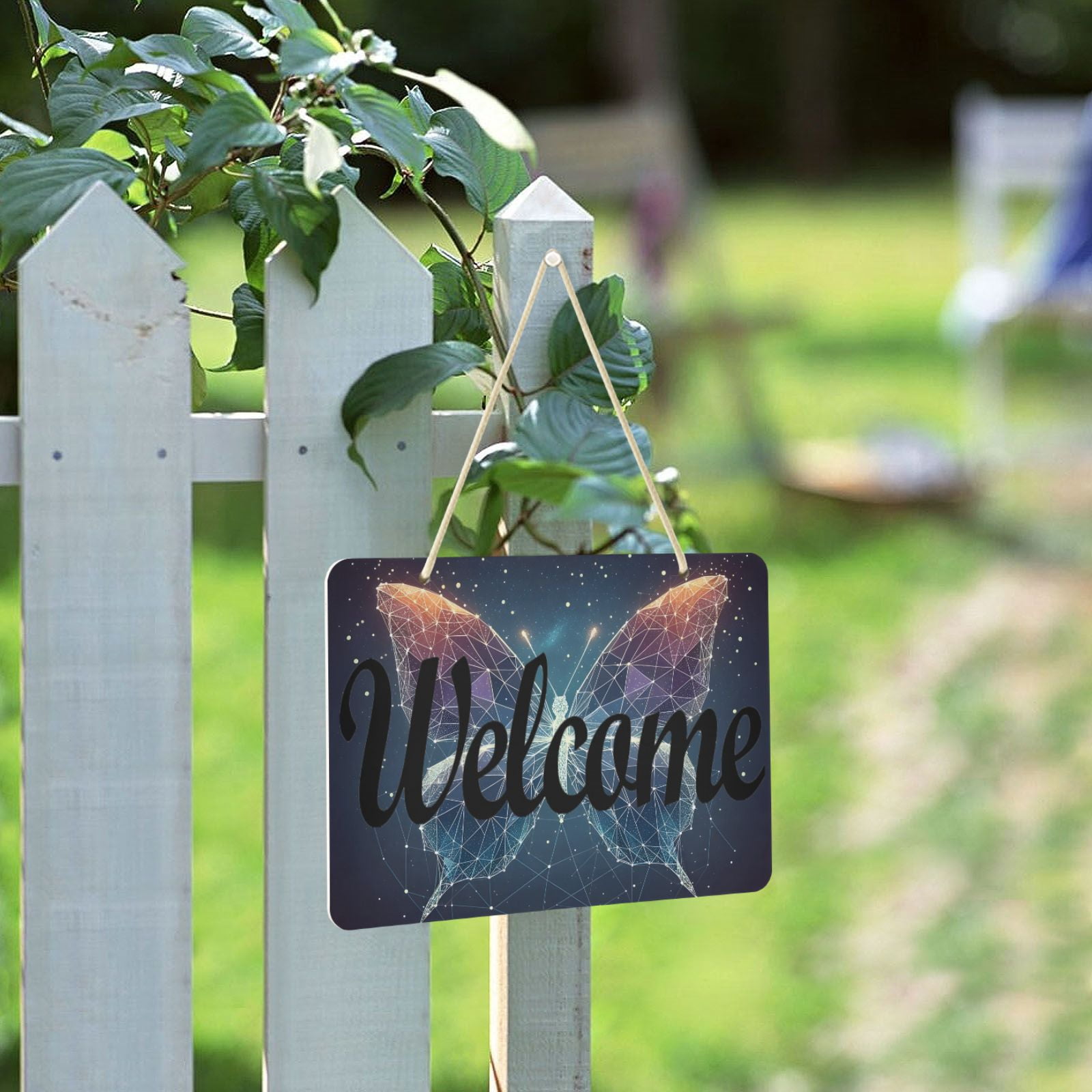 Butterfly Blue Lines Welcome Sign for Front Door Porch Wreath Door Sign ...