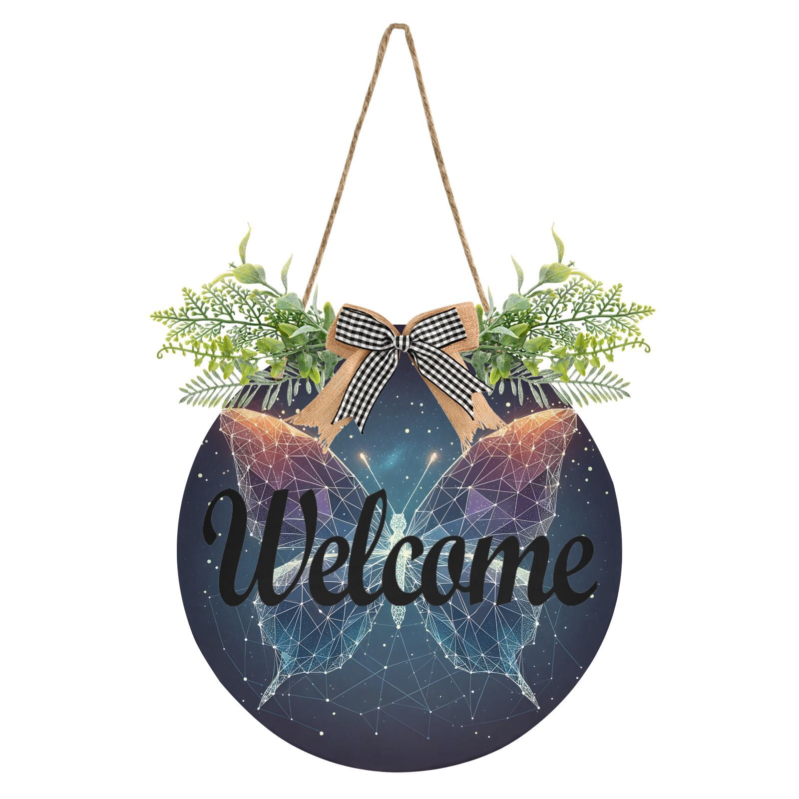 Butterfly Blue Lines Welcome Sign for Front Door Wreath Door Sign for ...