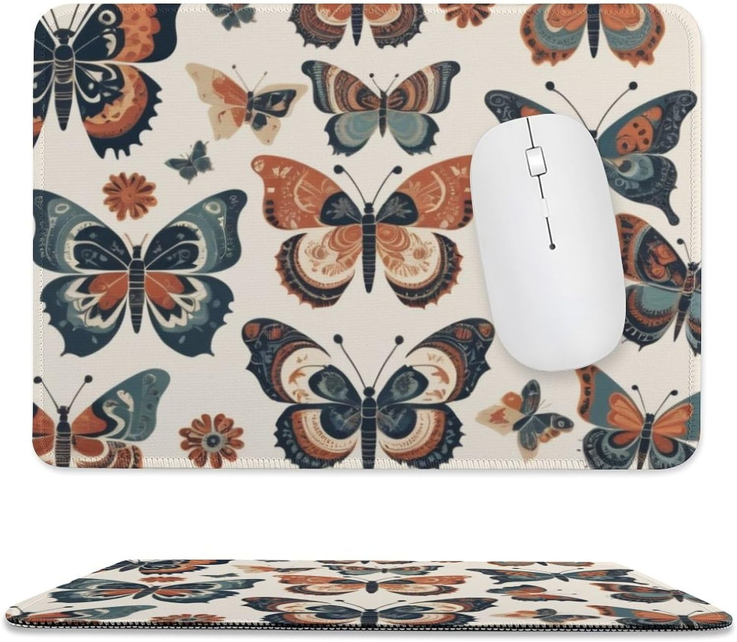 Butterfly Boho Mouse Pad with Stitched Edge, Retro Mouse Mat ...