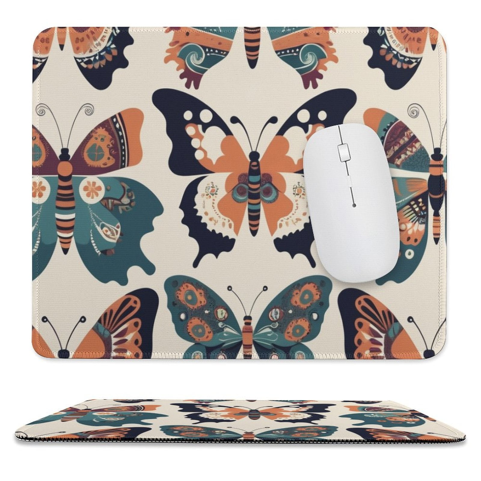 Butterfly Boho Mouse Pad, Washable Cloth Mousepad Non-Slip Rubber Base ...