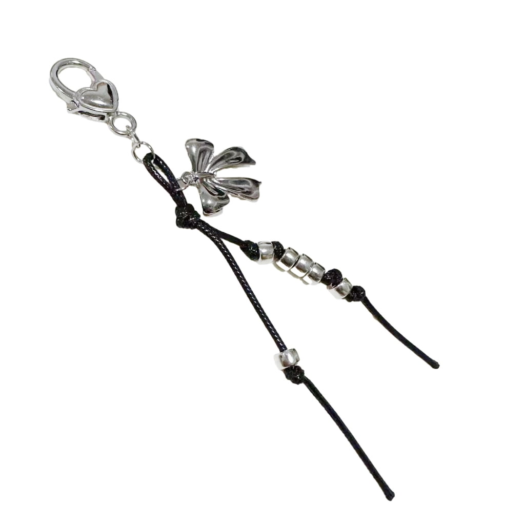 Butterfly Bows Keyring Black Rope Beaded Key Chain Stylish Bowknot ...