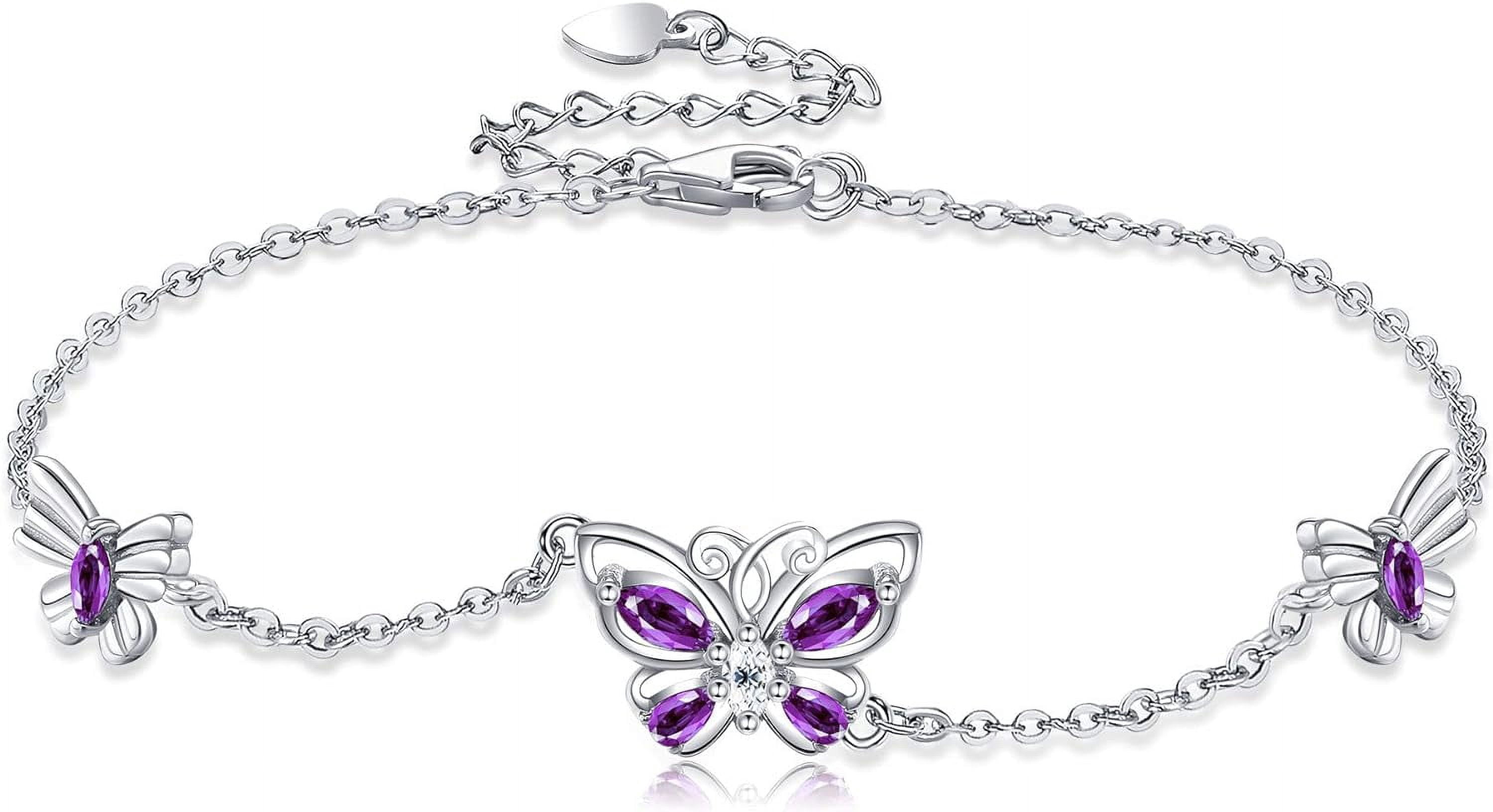 Butterfly Bracelet Sterling Silver Purple Butter Fly Bracelet Butterfly ...