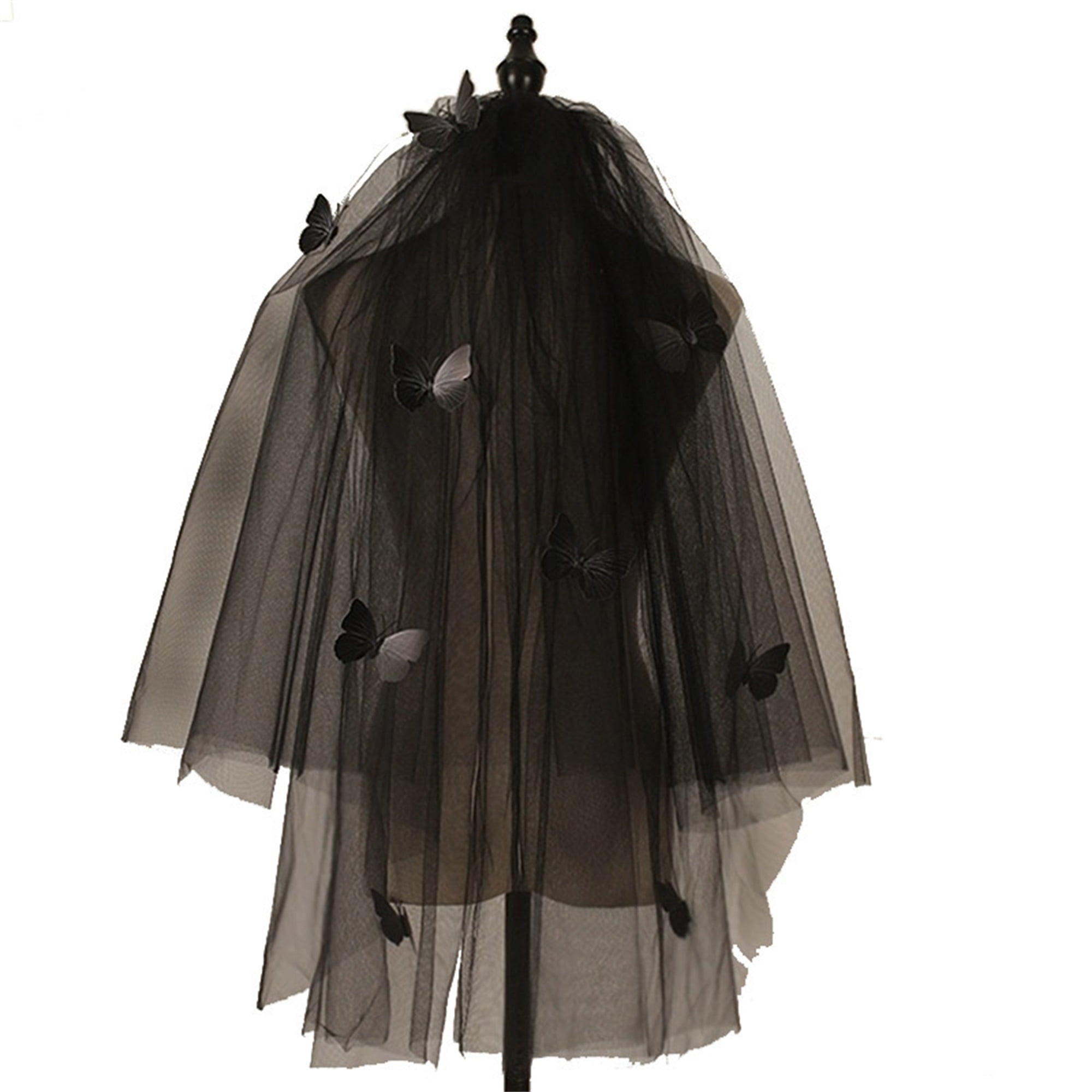 Butterfly Bridal Veil Wedding Veils for Brides Women's Black Tulle ...