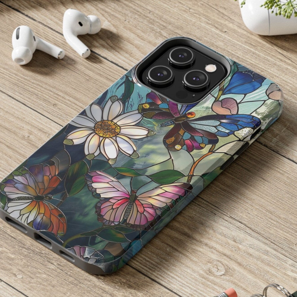 Butterfly Butterflies Garden Faux Stained Glass Protective Cover for ...