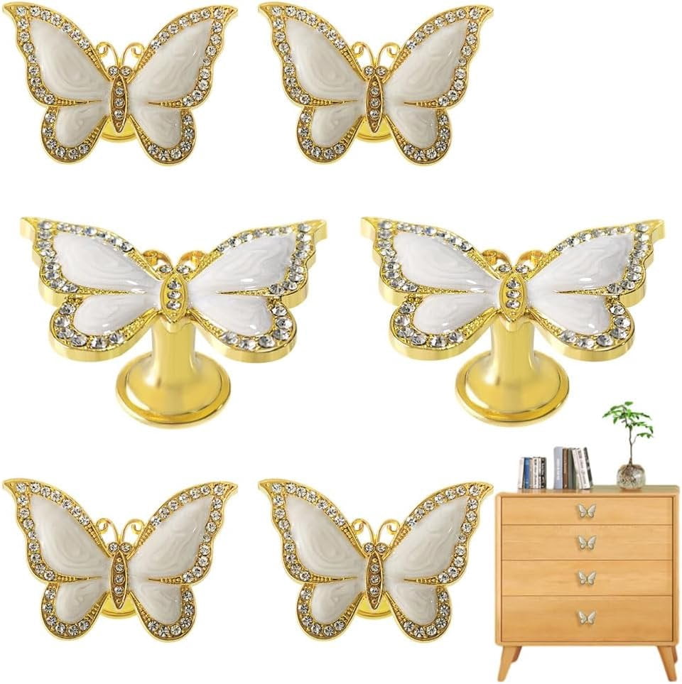 Butterfly Cabinet Knobs,6 Pieces Butterfly Knobs Single Hole Pulls ...