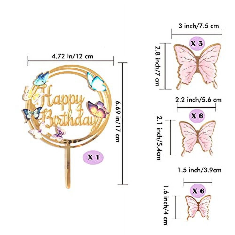Butterfly Cake Toppers Decorations - 1 Big Happy Birthday Cake Topper ...