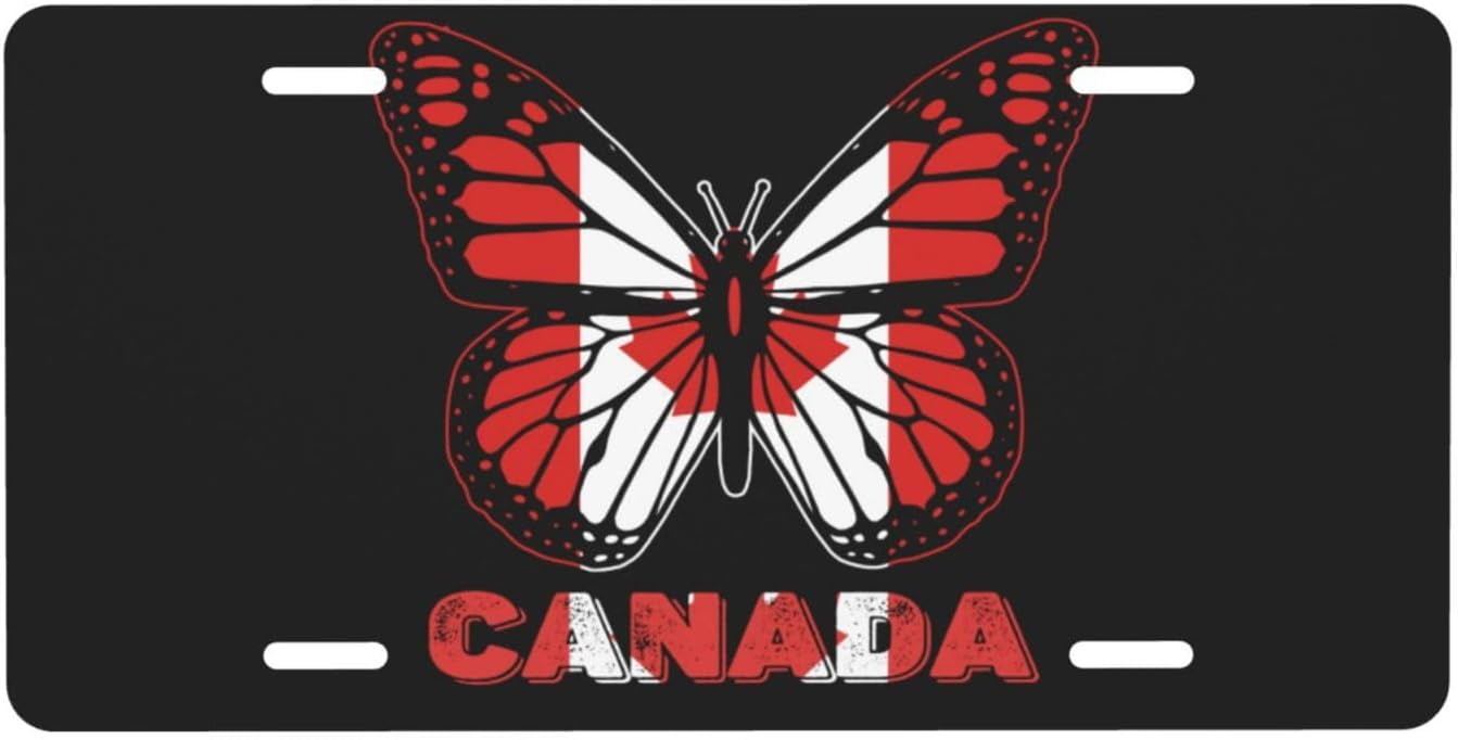Butterfly Canada Flag License Plate Cover Car Truck Front Vehicle ...