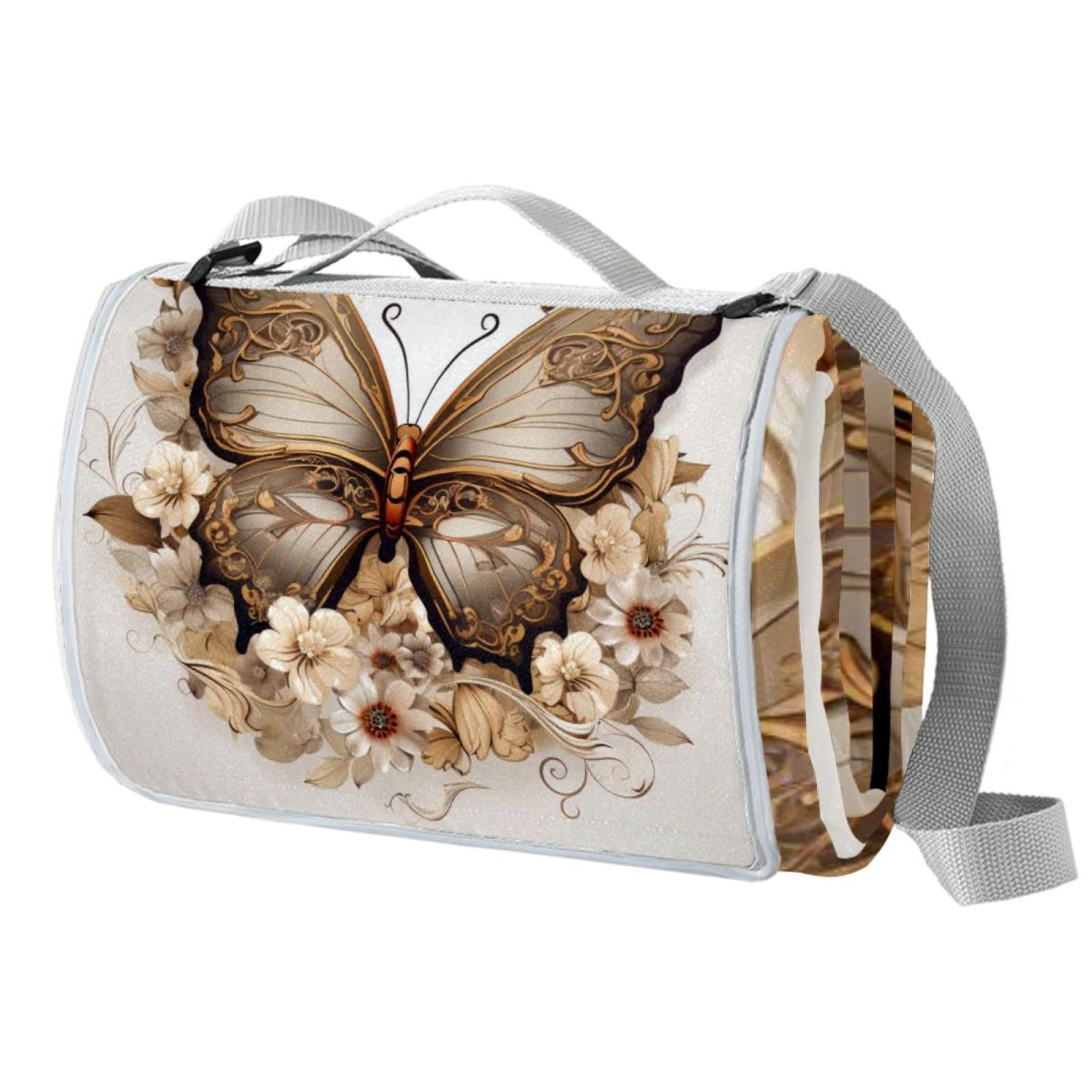 Butterfly Canvas Picnic Blanket Outdoor Waterproof Portable Mat for ...