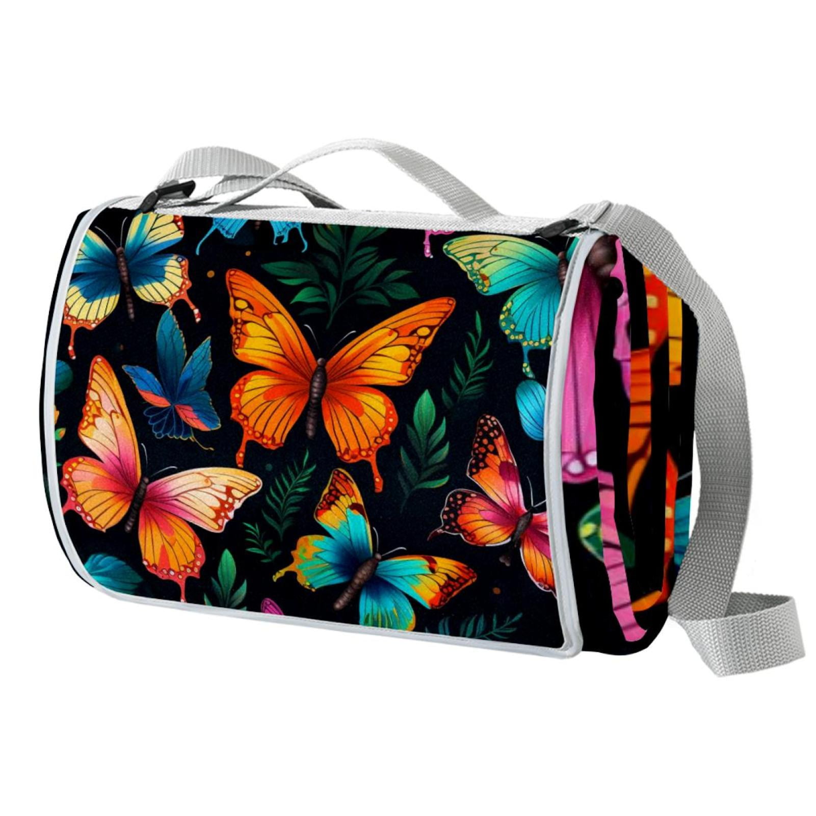 Butterfly Canvas Picnic Blanket Outdoor Waterproof Portable Mat for ...