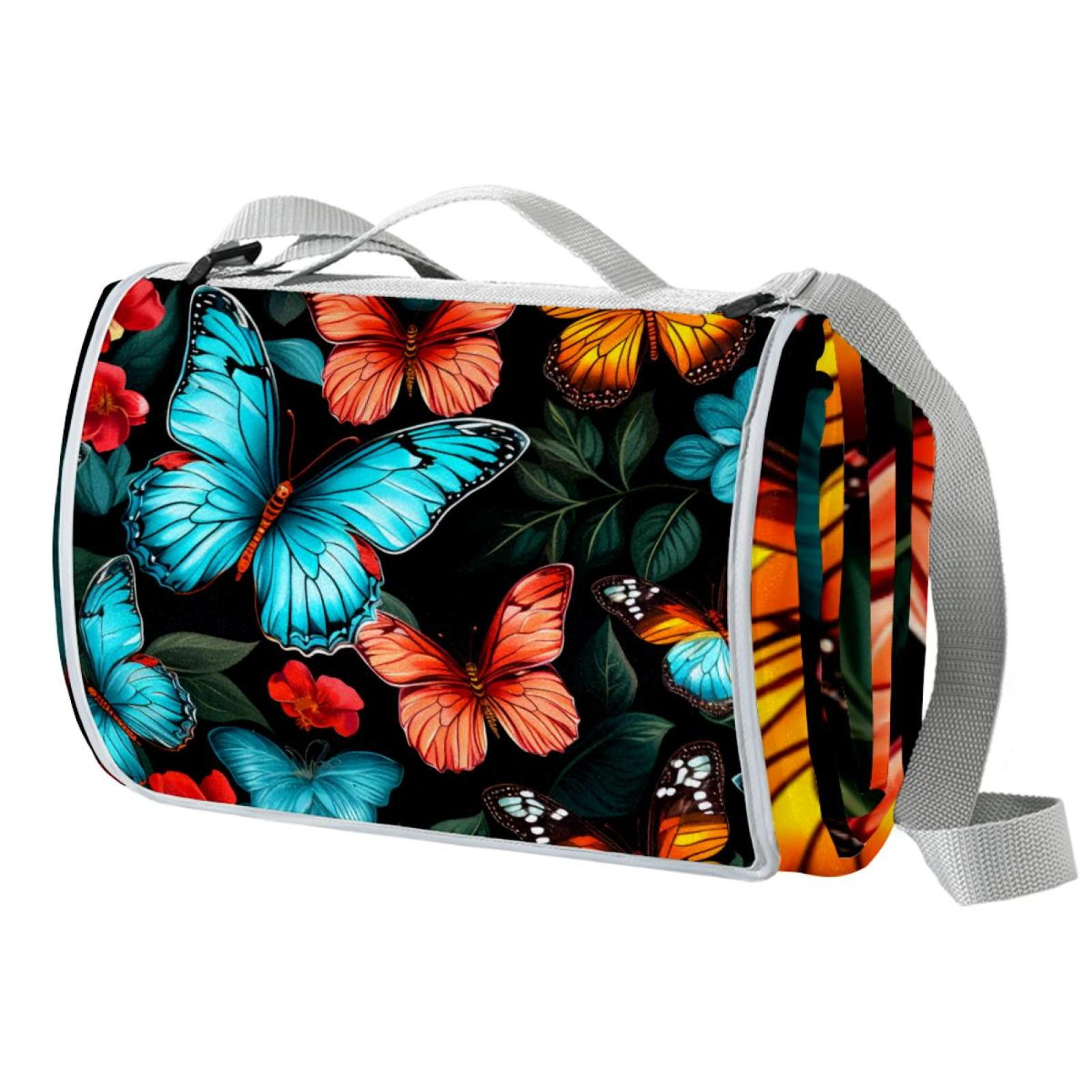Butterfly Canvas Picnic Blanket Outdoor Waterproof Portable Mat for ...
