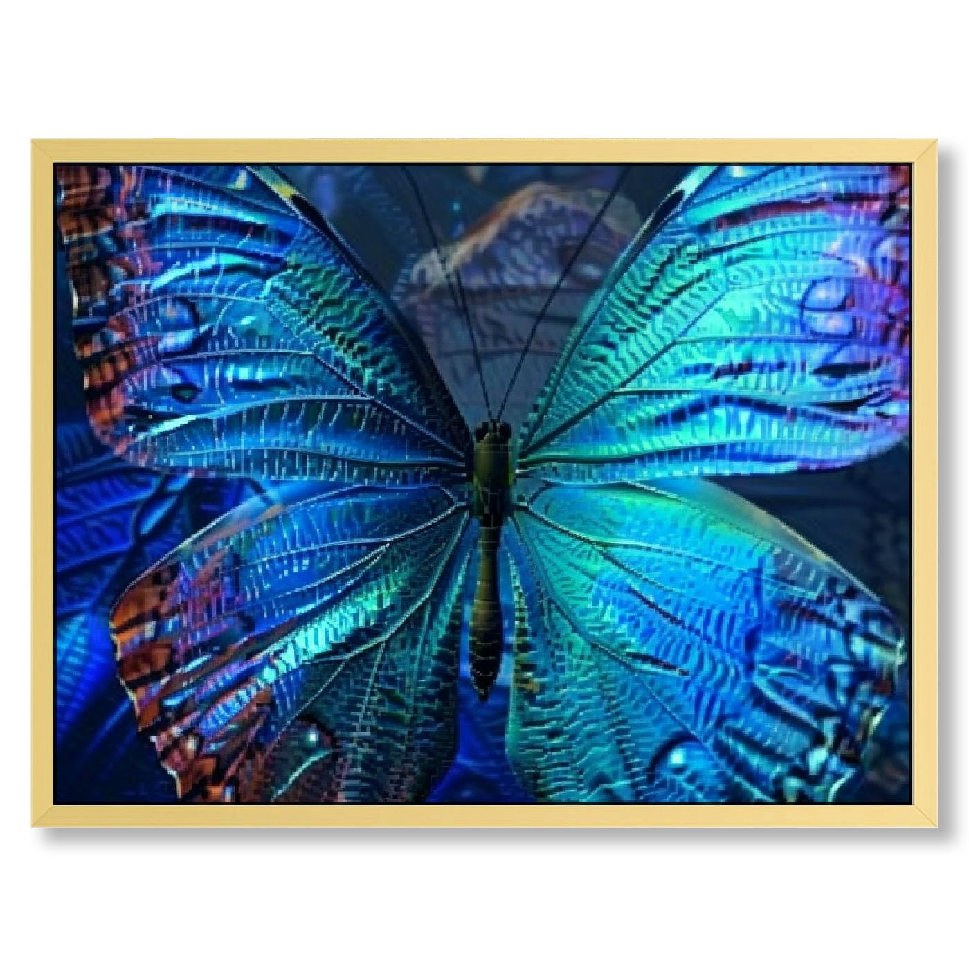 Butterfly Canvas Wall Decor Vintage Turquoise Butterfly in Flower ...