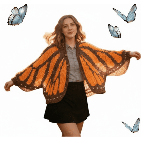 Butterfly Cardigan - Crochet Butterfly Cardigan for Women - Artistic ...