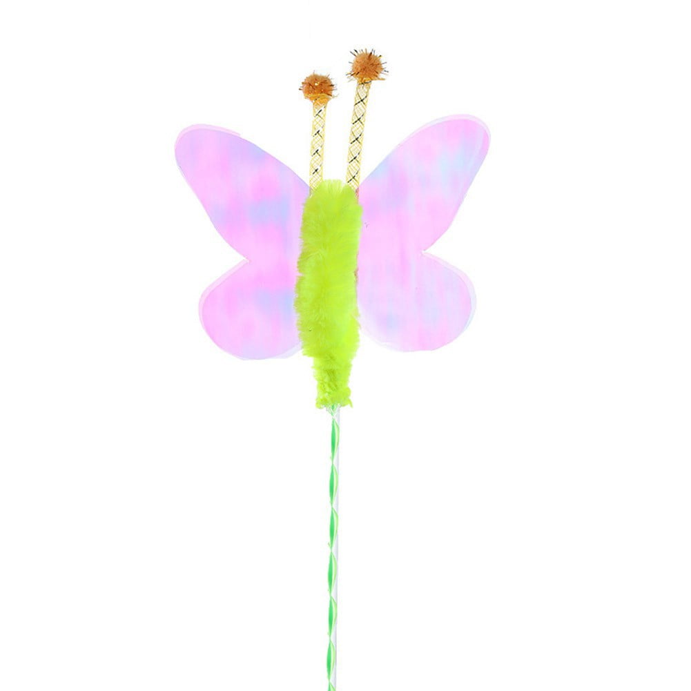 Butterfly Cat Toys, Sequin Feather Funny Cat Stick Fairy Butterfly ...