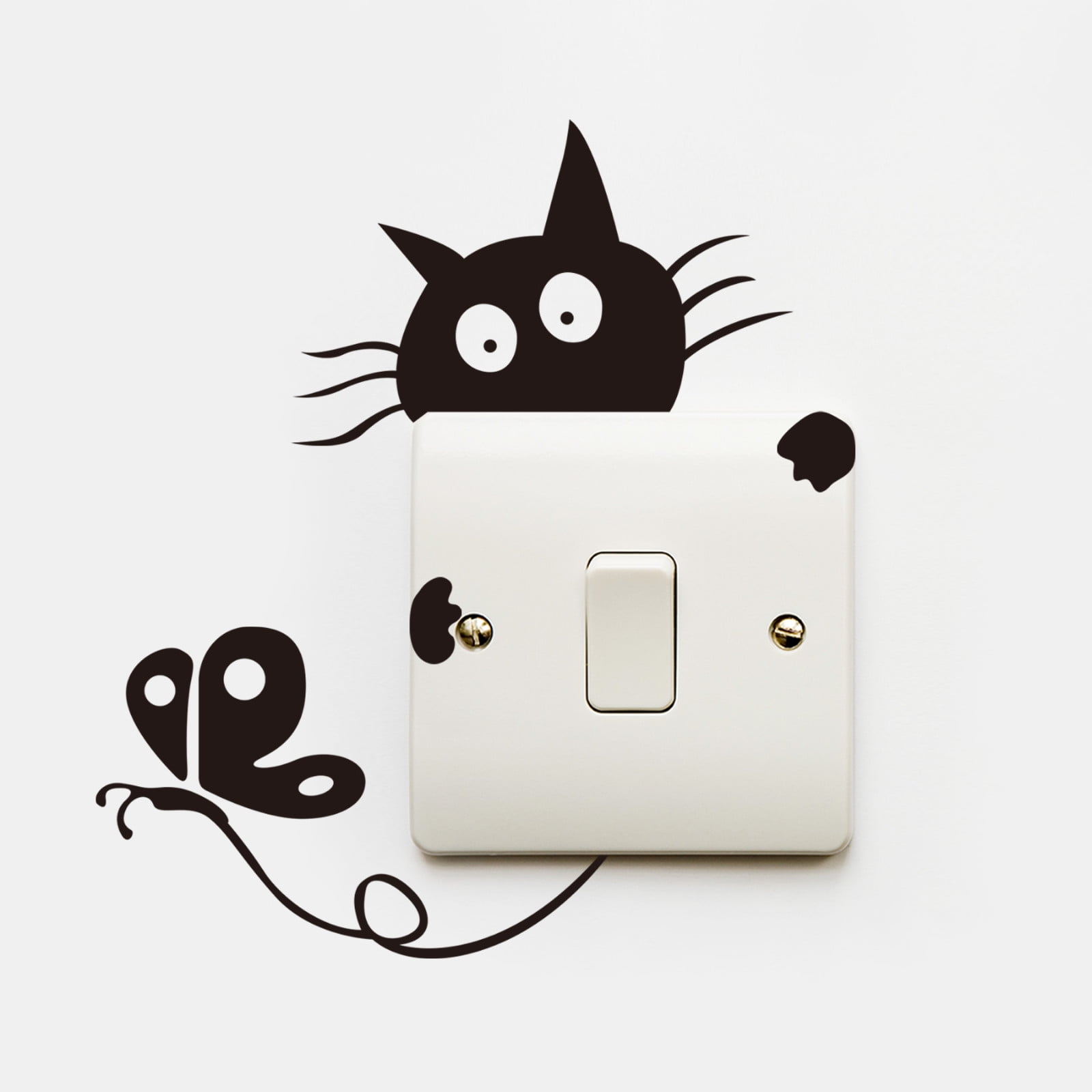 Butterfly Cat Wall Stickers - Playful Cute Animal Decals with Colorful ...