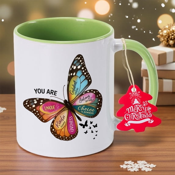 Butterfly Ceramic Coffee Mug - Elegant Non-Slip Cup with Beautiful ...