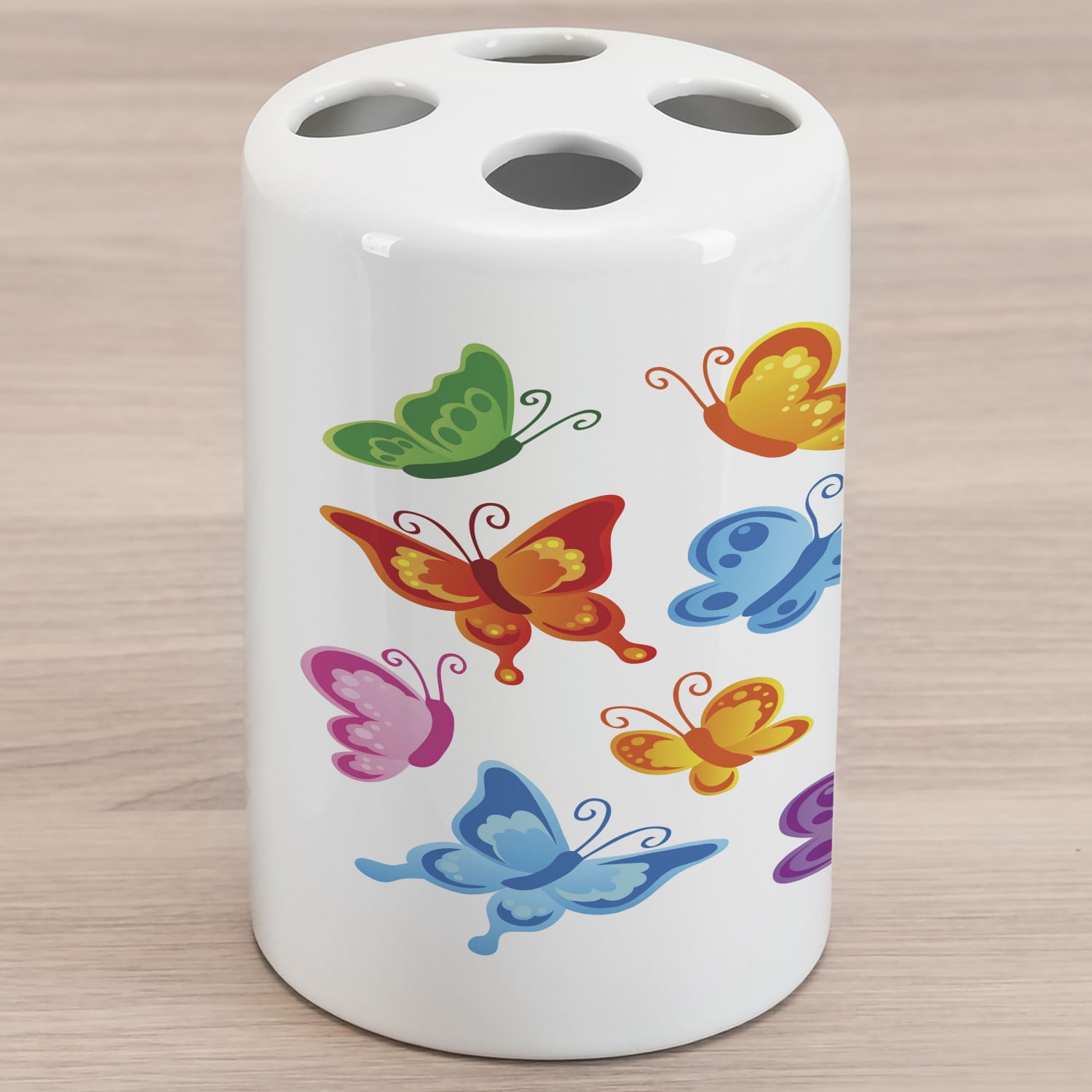 Butterfly Ceramic Toothbrush Holder, Colorful Butterfly Pattern ...