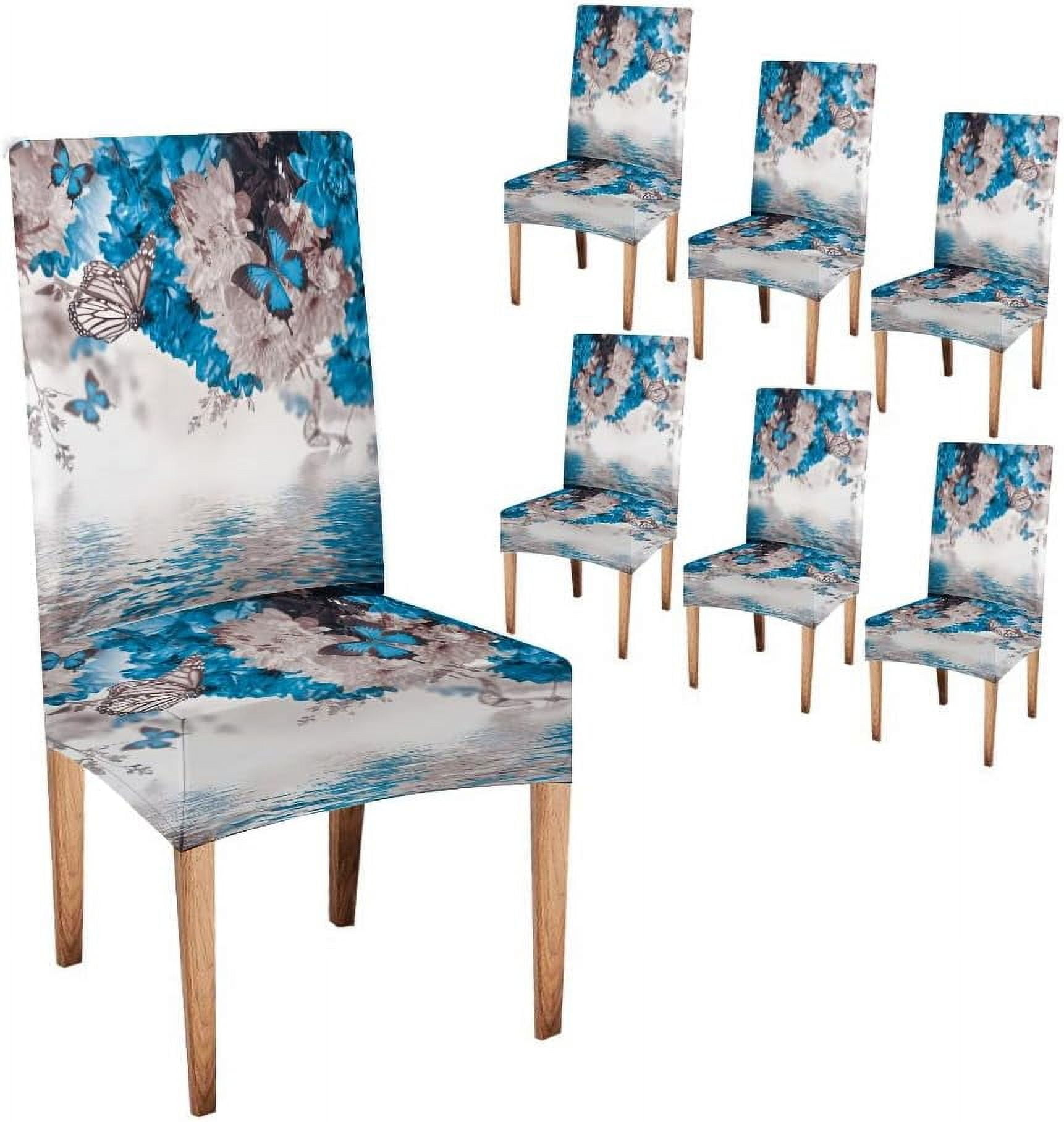 Butterfly Chair Covers for Dining Room 6 Pack and Dining Kitchen Chair ...