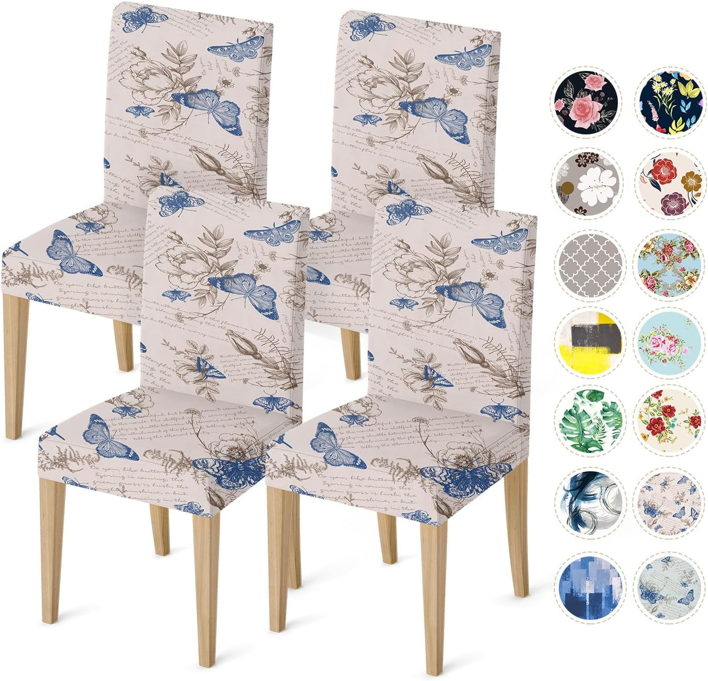 Butterfly Chair Covers for Dining Room Set of 4, Dining Chairs Seat ...