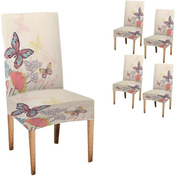 Butterfly Chair Covers for Dining Room Set of 4 Stretch Dining Chair ...