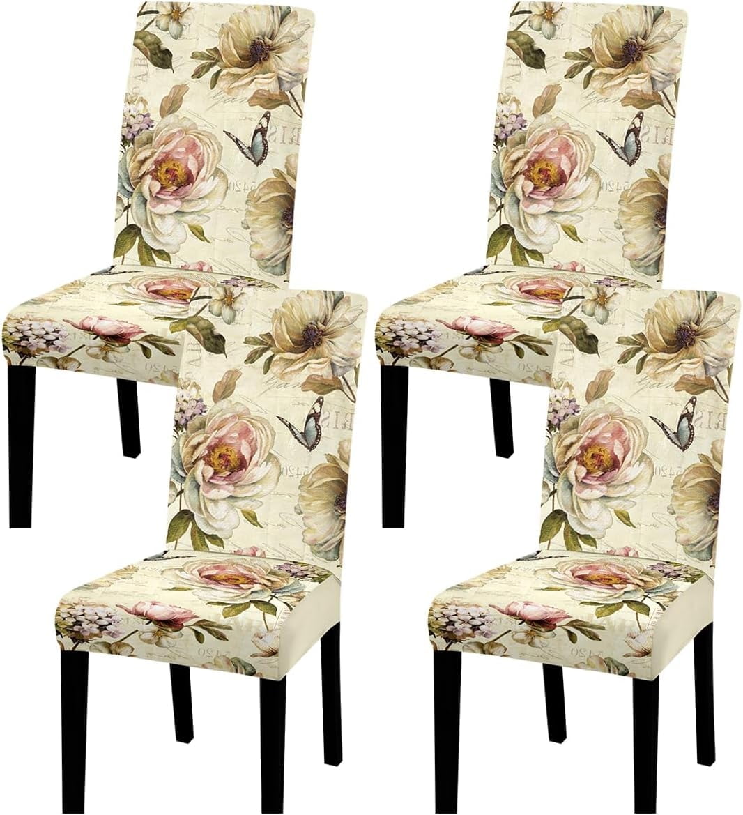 Butterfly Chair Covers Set of 4-Only Chair Covers,Stretchable Removable ...