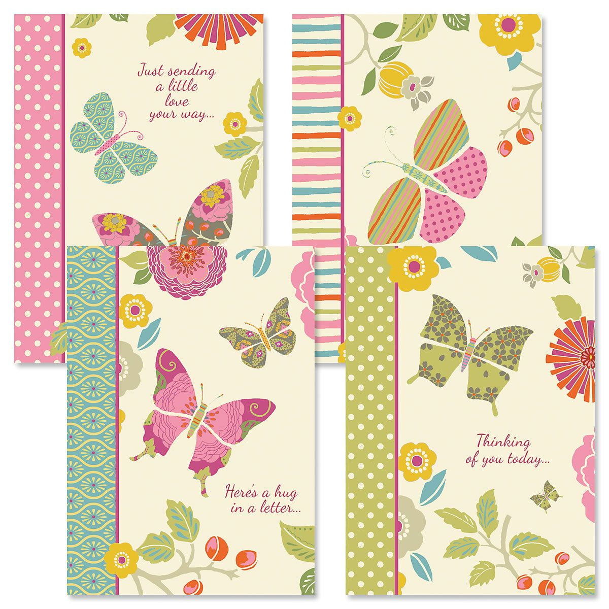 Butterfly Cheer Thinking of You Greeting Cards - Set of 8 (4 designs ...