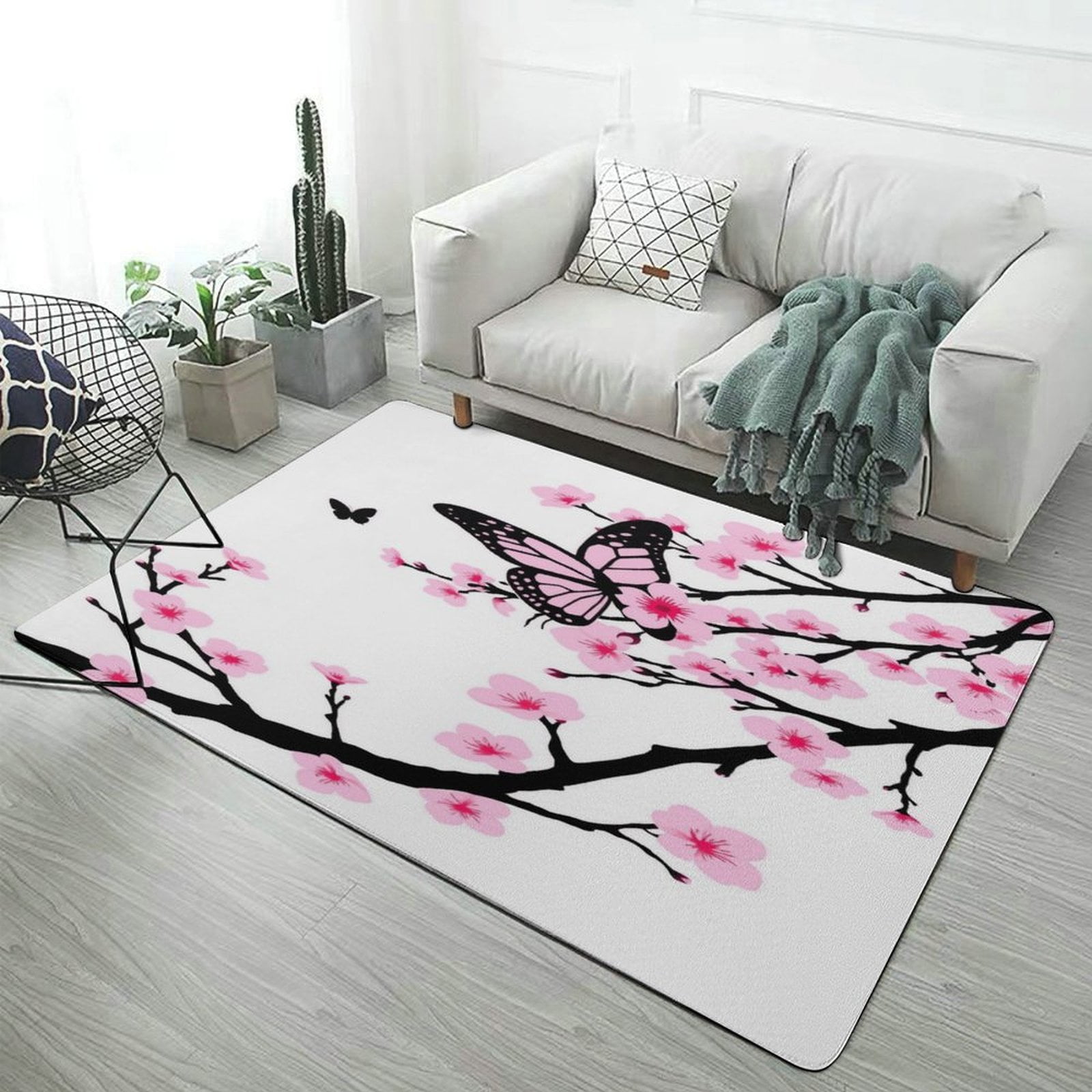 Butterfly Cherry Blossom Art Light Luxury Home Carpets Living Room ...