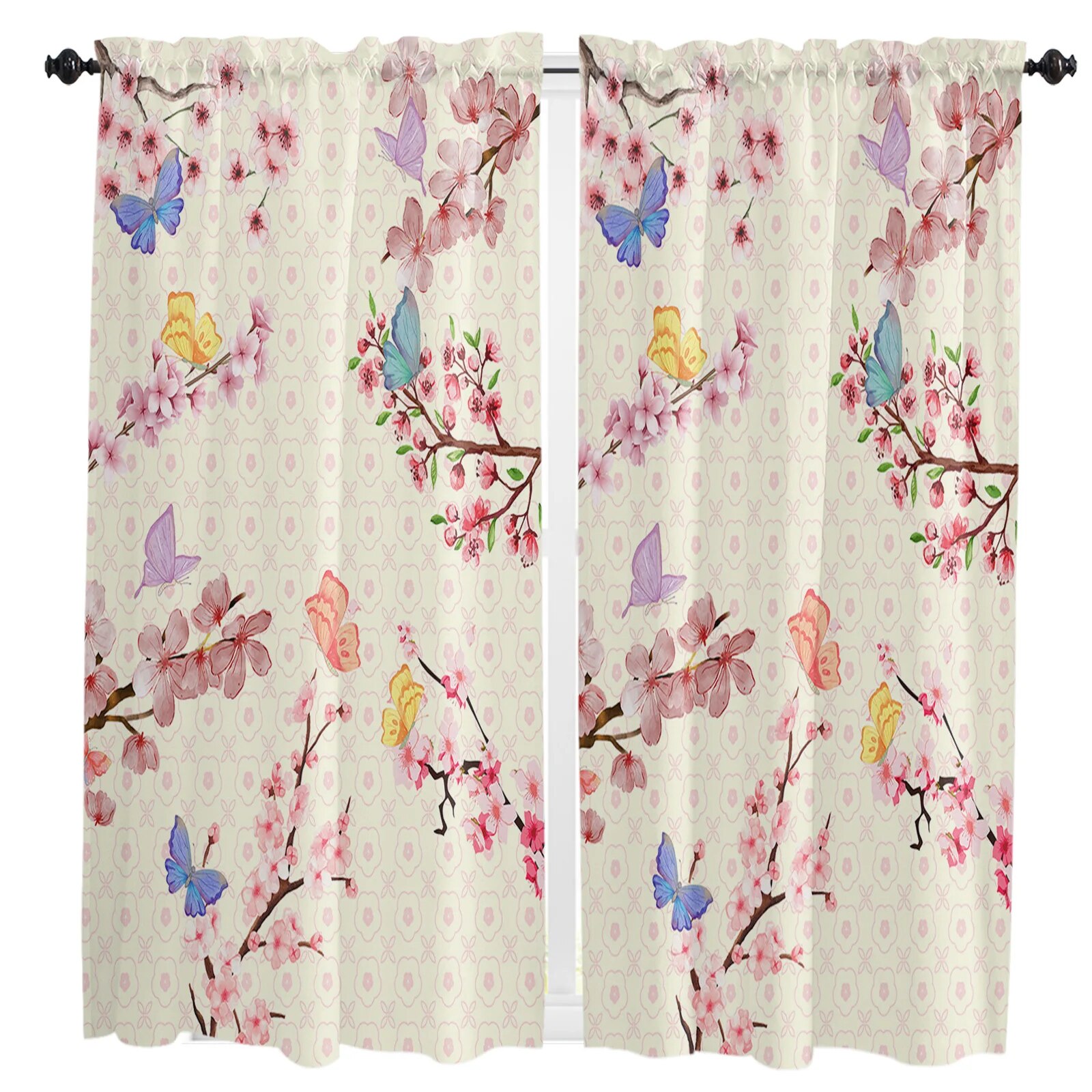 Butterfly Cherry Blossom Plum Curtain Home Decoration Living Room Short ...