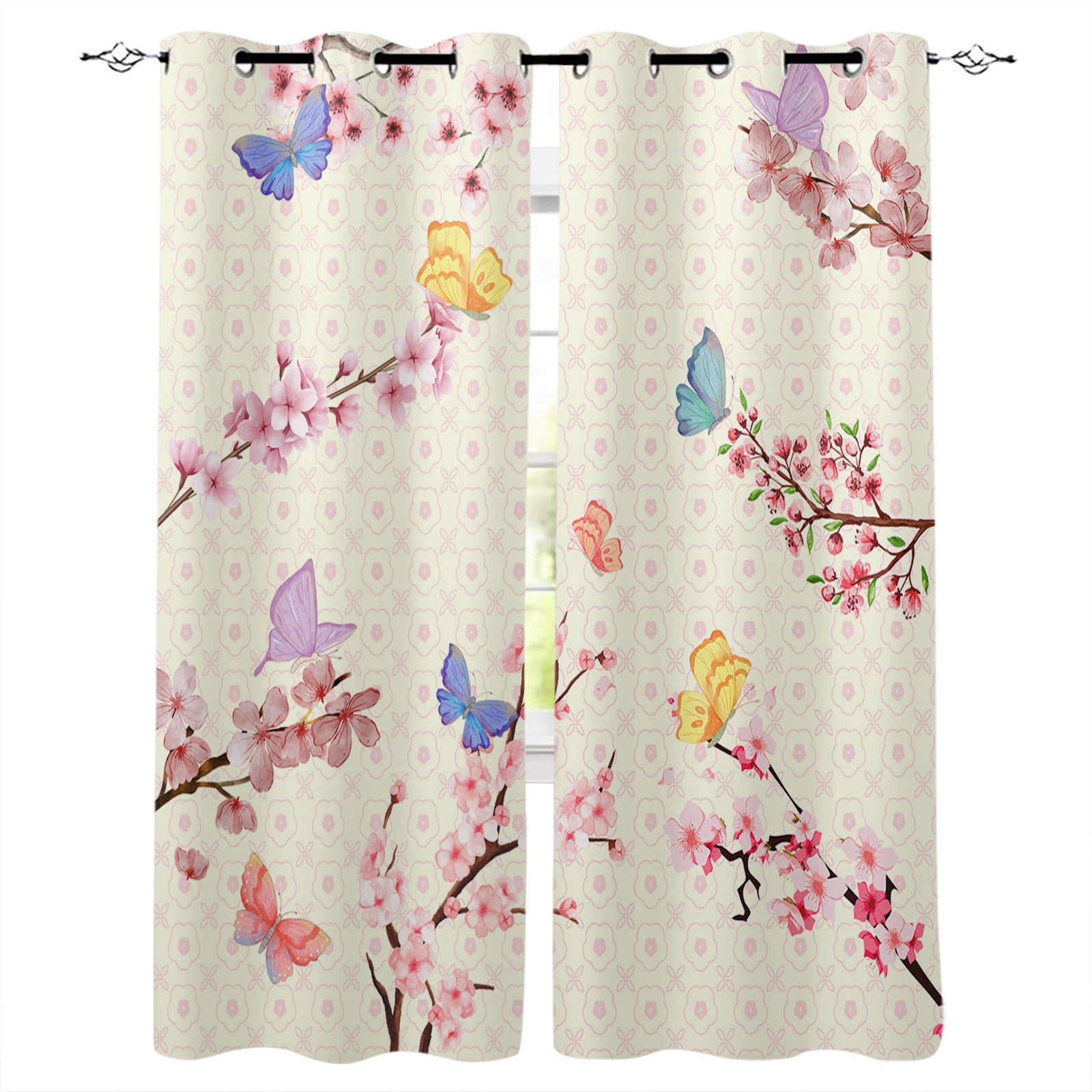 Butterfly Cherry Blossom Plum Curtains for Living Room Window Panels ...