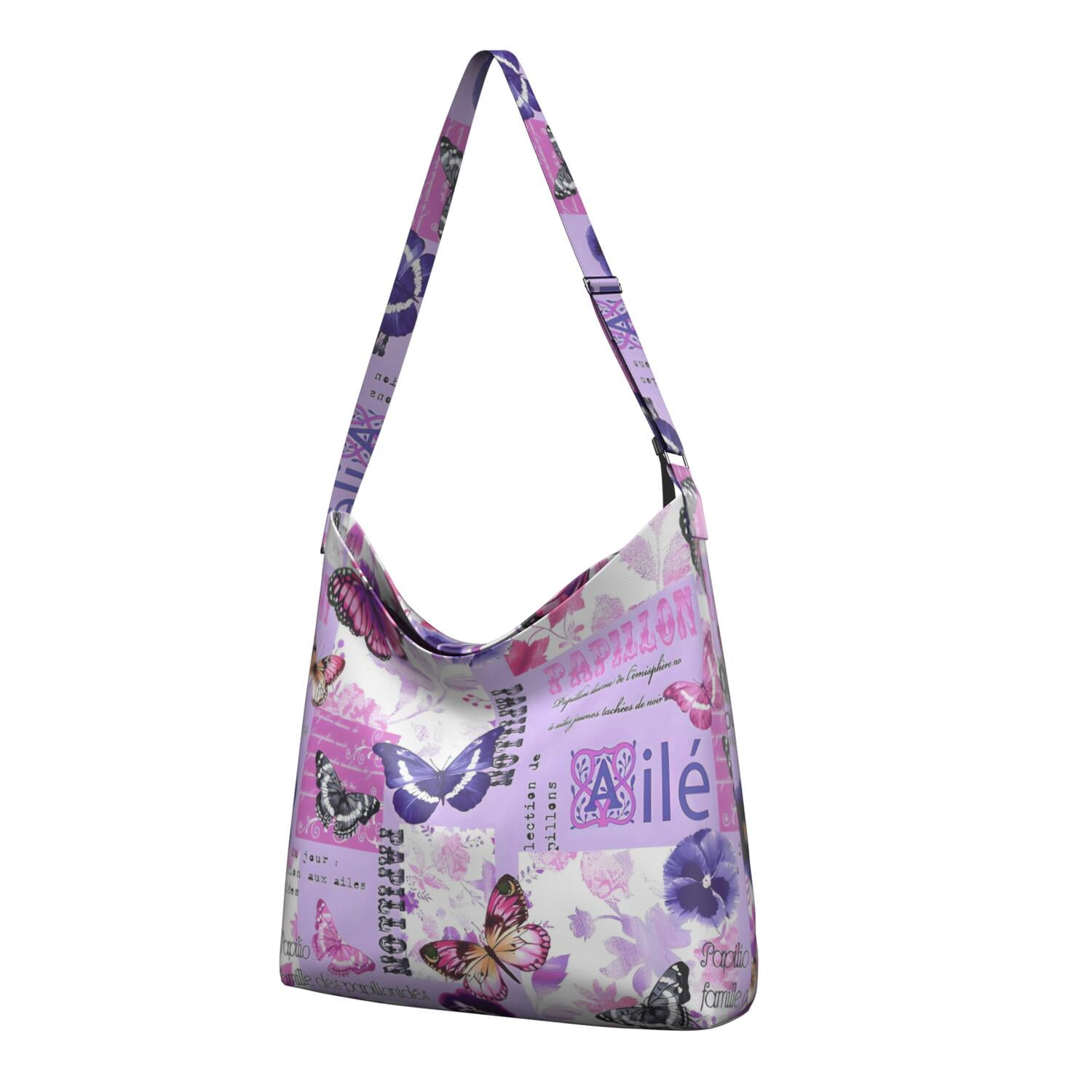 Butterfly Chic Canvas Tote Bag for Women - Extra Large Crossbody Shoulder Bag Purse with ...