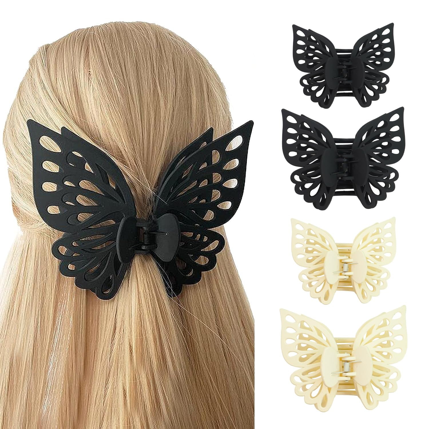 Butterfly Claw Clips for Women's Hair - Matte Medium and Big Cute Clips ...
