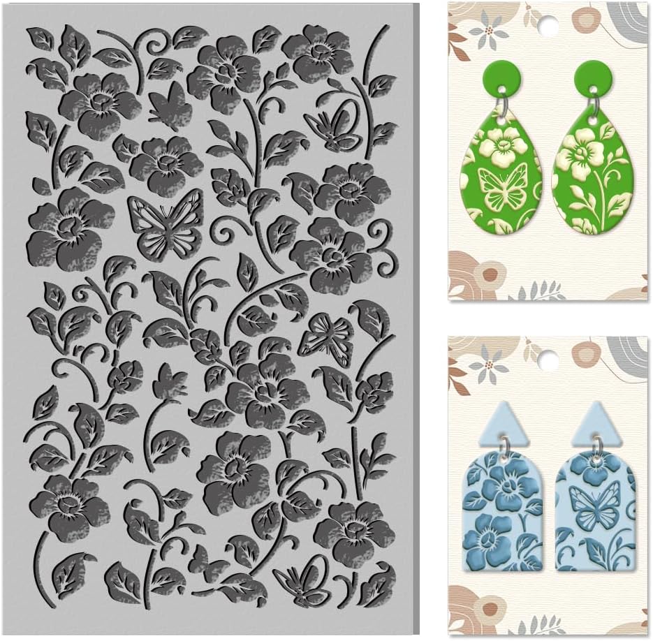 Butterfly Clay Texture Mat Retro Pattern Pad Texture Sheets DIY Clay ...