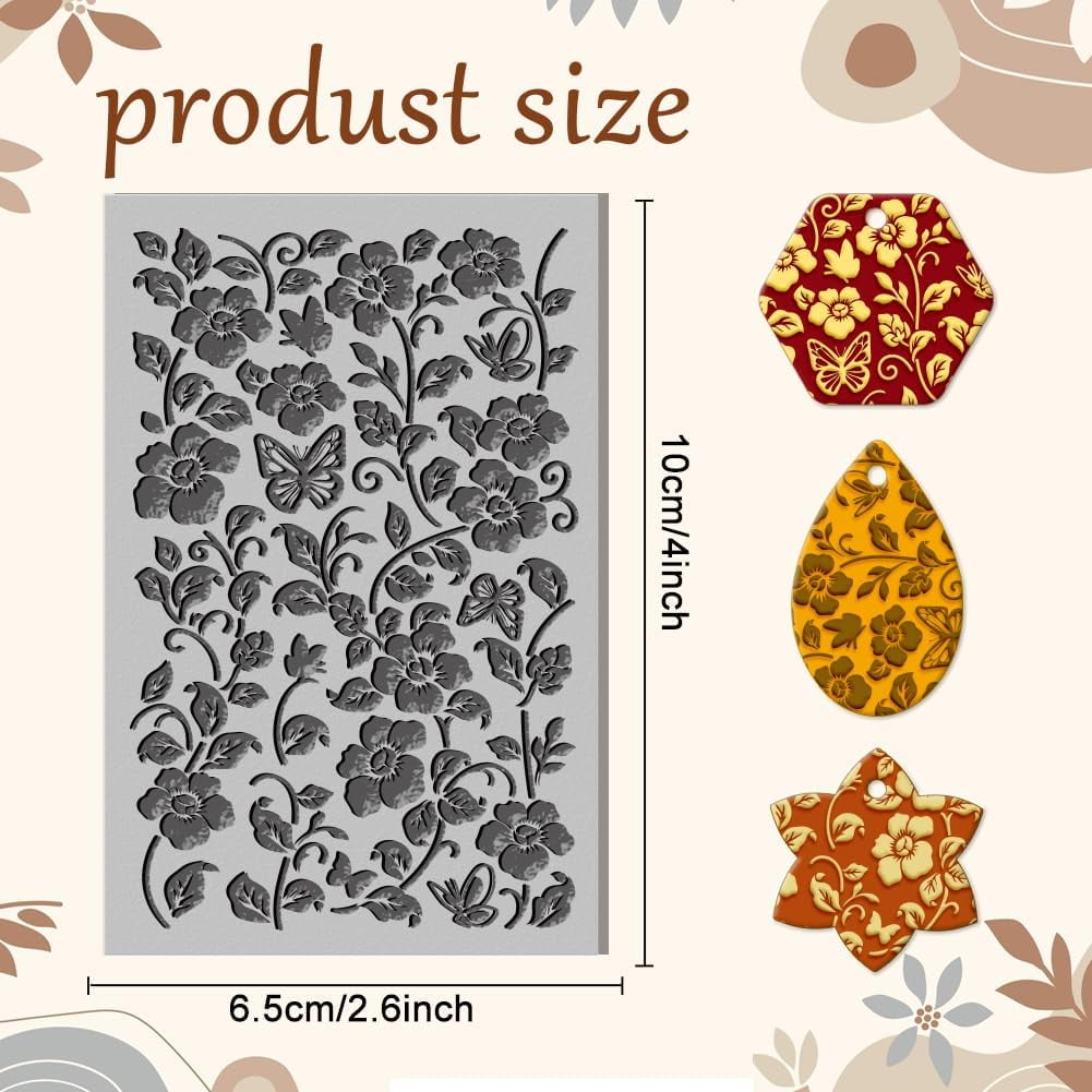 Butterfly Clay Texture Mat Retro Vine Pattern Pad TextureSheets DIY ...