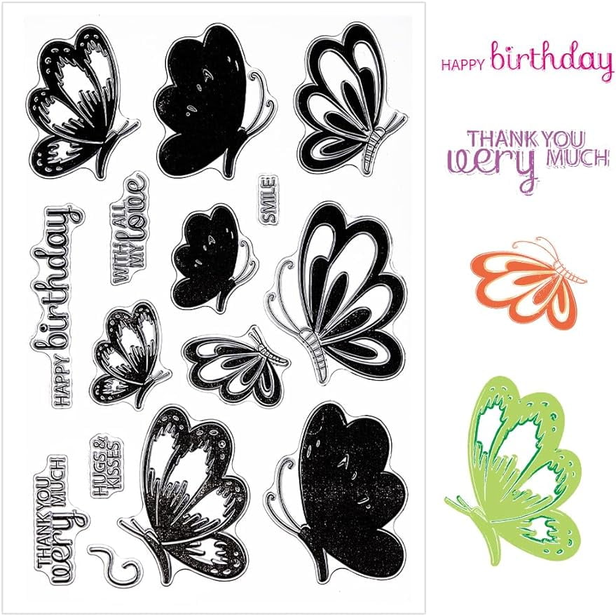 Butterfly Clear Rubber Stamps Animal Silicone Stamp Seal Transparent ...