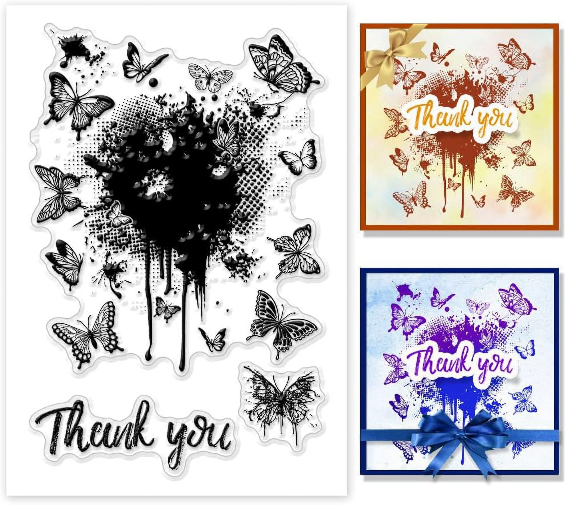 Butterfly Clear Stamps for Card Making Thank You Rubber Stamps Insects ...