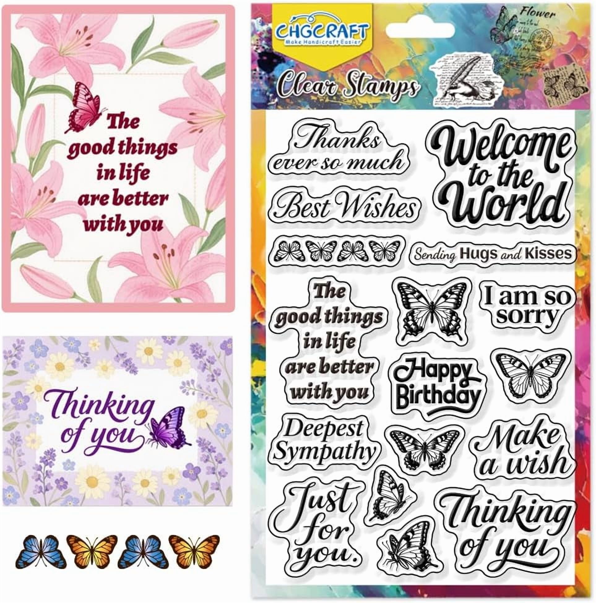 Butterfly Clear Stamps Greetings Transparent Stamps Blessings Silicone ...